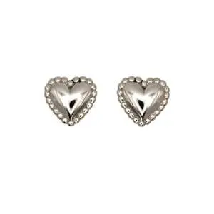 VICSTONENYC FINE JEWELRY Lovely Heart Stud Solid Gold Earrings - White