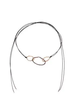 Saachi 3-oval Crystal Bead Ring Wrap Choker - Brown