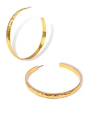 JAREDJAMIN Galilea Textured Hoop Post Earrings - Gold