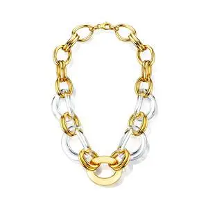 GOLD & HONEY Clear And Oversized Link Lucite Necklace - Gold