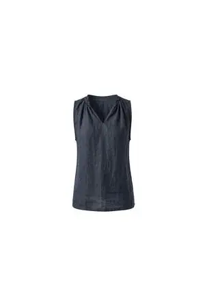 JAMES LAKELAND Navy Pure Linen Sleeveless Top