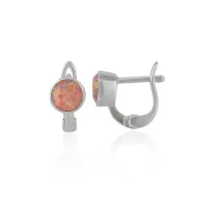 SPERO LONDON Sterling Silver High Quality Round Opal Earrings Opal - Pink