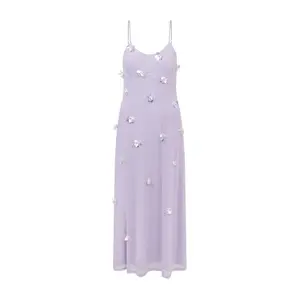 SOUR FIGS Floral Sequin-appliqué Tulle Midi Dress - Purple