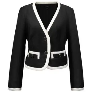 SMART AND JOY Contrasting Bias Short Jacket - Black