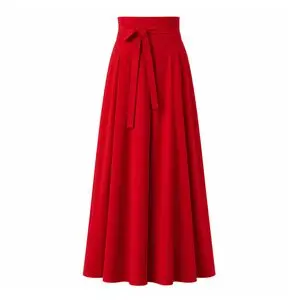 NIKKA PLACE Cotton High Waist Skirt - Red