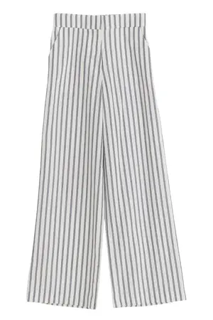 LOUCHE Tilde Ticking Stripe Straight Cut Trouser White And Navy - Blue/white