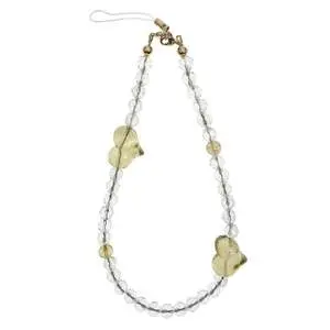 FARRA White Quartz With Heart Citrine Gemstone Phone Strap - Yellow