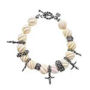 GEM KINGDOM White / Silver Rebel Rebel Bracelet Crusade - White/silver