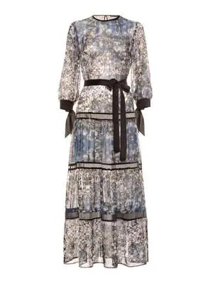 HELENE GALWAS Benita Maxi Floral Silk Dress - Blue