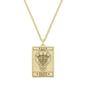 CARTERGORE Small 9ct 375 “death” Tarot Card Necklace - Gold