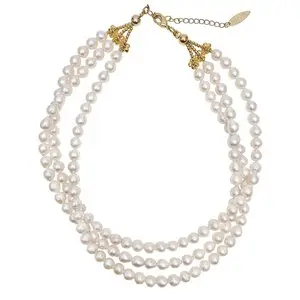 FARRA Elegance Multi-layers Freshwater Pearls Necklace - White
