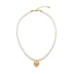 ANGEL BAROCCO En Heart Freshwater Pearl Necklace - Gold