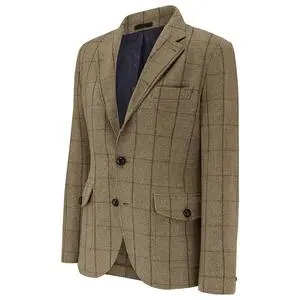 GUARDS LONDON Allenby Wool Tweed Blazer Tan Windowpane - Brown