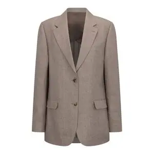 TRIONA Taupe Neasa Irish Linen Oversized Blazer - Brown