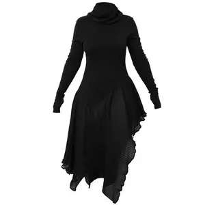 METAMORPHOZA Long Asymmetrical Chiffon Tunic - Black