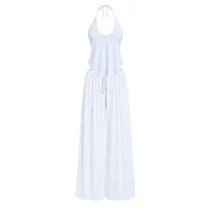 Sab Studio Isla Halter Top And Wide-leg Trousers Set - White