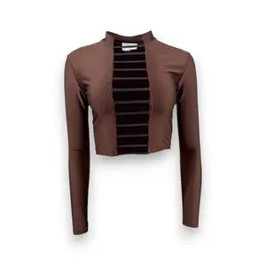 MONZLAPUR NEW YORK Cropped Top With Straps - Brown