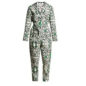 WILD CLOUDS Organic Cotton & Linen Jumpsuit In Circuit Garden - Green