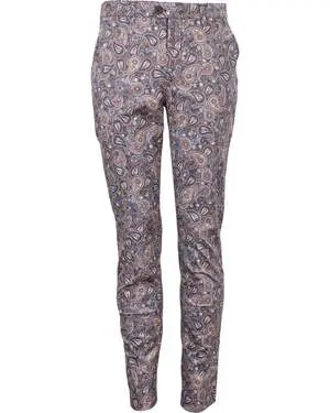 LORDS OF HARLECH Paisley Print Stretch Cotton Chinos - Grey/blue