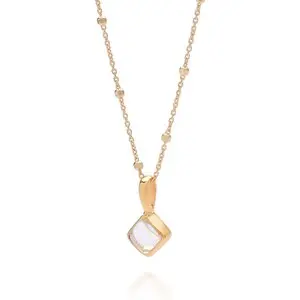 NELLOU JEWELLERY Neutrals Diamond Crystal Birthstone April Necklace Gold Plated Sterling Silver - Gray/yellow
