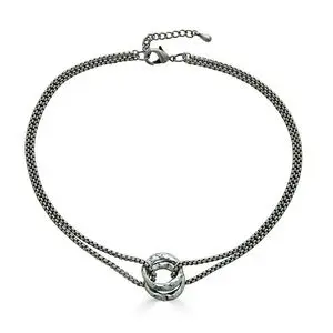 LONI PAUL JEWELRY Double Circle Necklace - Silver