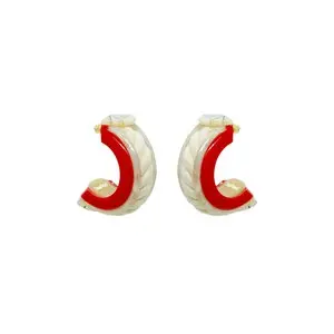 GISSA BICALHO Earring Half Hoop Rope And Shell - Red