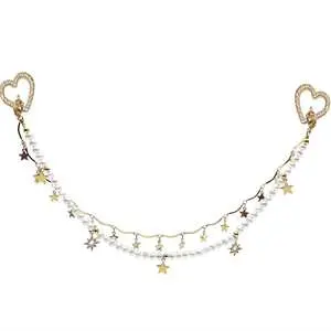 FARRA Freshwater Pearl With Star Double Layers Bag Charm - White