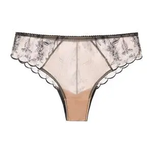 AMOUR D'AGNETTE Kim Embroidery Cheeky On Jelly Fabric / Neutrals - Brown