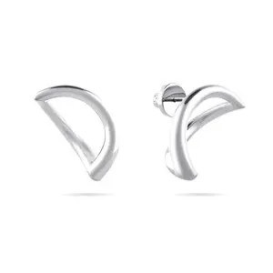 MEULIEN Abstract Crescent Moon Earrings - Silver