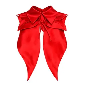 JULIA ALLERT Oversized Satin Bib Collar - Red