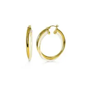 GOLD & HONEY Crossover Hoops In Clear - Gold