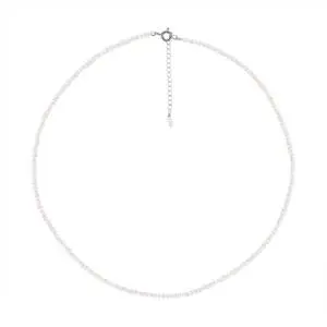 PEARL CODE Round Freshwater Pearl Choker, Silver Necklace - White