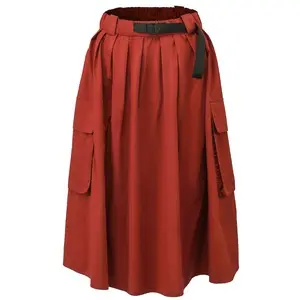 SMART AND JOY Fla Cotton Skirt Rust - Red