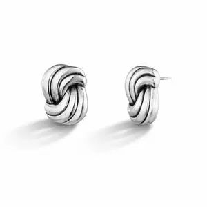 GOLD & HONEY Twisted Knot Stud Earrings - Silver