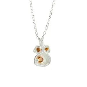 CLAIRE HILL DESIGNS Citrine Lichen Pendant Necklace - Silver
