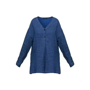 HELEN MCALINDEN Stevie Indigo Collarless Overshirt