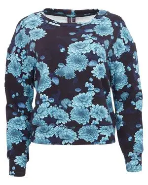 LORDS OF HARLECH Clara Serious Floral Oversized Crewneck Sweatshirt Navy - Blue