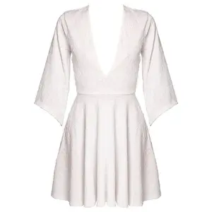 ETTIE Plunge Neck Textured Skater Dress