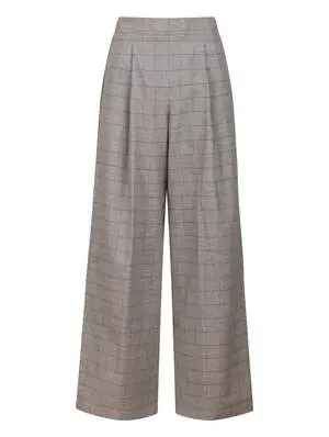 HELENE GALWAS Jola Wide Leg Wool Trousers - Grey