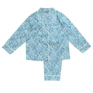 LIME TREE DESIGN Turquoise Floral Cotton Pyjamas - Blue