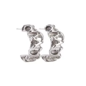 LINYA JEWELLERY Alveo Textured Hoop Earrings - Silver