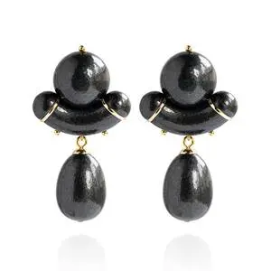 SAULE LABEL Aria Earrings In Phantom - Black