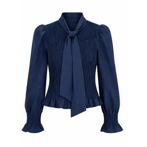 Mind Traveler Chia Denim Tie Blouse - Blue