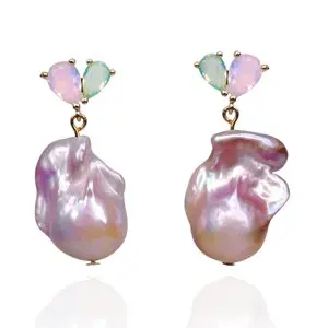 NINEMOO Baroque Pearl Shine Earrings - Pink