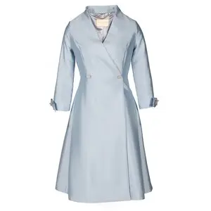 SANTINNI Santini Astor Silk Taffeta Dress Coat - Blue