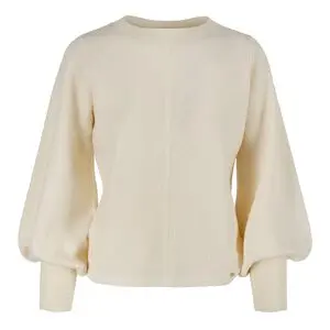 TIRILLM Alison Merino Wool Sweater With Puff Sleeves - White