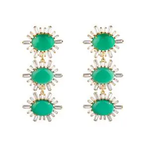 Bounkit Ann Margaret Earrings Onyx Clip On - Green