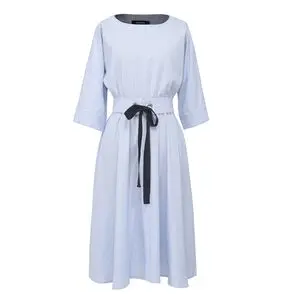 SMART AND JOY Wide-belt Flared Dress - Blue