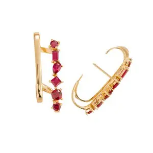 JUVETTI  Serene Earrings With Ruby Set In Yellow Gold