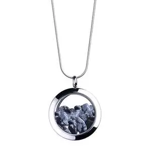 MY LITTLE NATURE Black / Silver / White Crystal Necklace Snowflake Obsidian Pendant Necklace – Birthstone Necklace - Black/silver/white